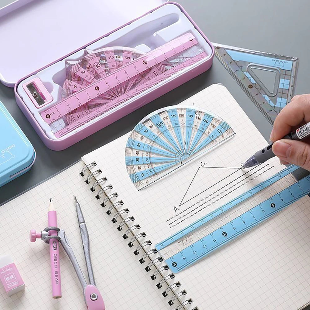 8Pcs/Set Compasses Rulers Professional Drawing Tools Geometry Maths Ar ...