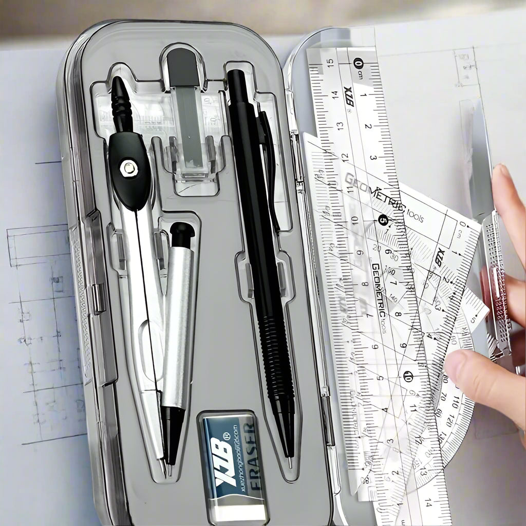 8PCS Drawings for Geometry School Compasses, Mechanical Pencils, Protr ...