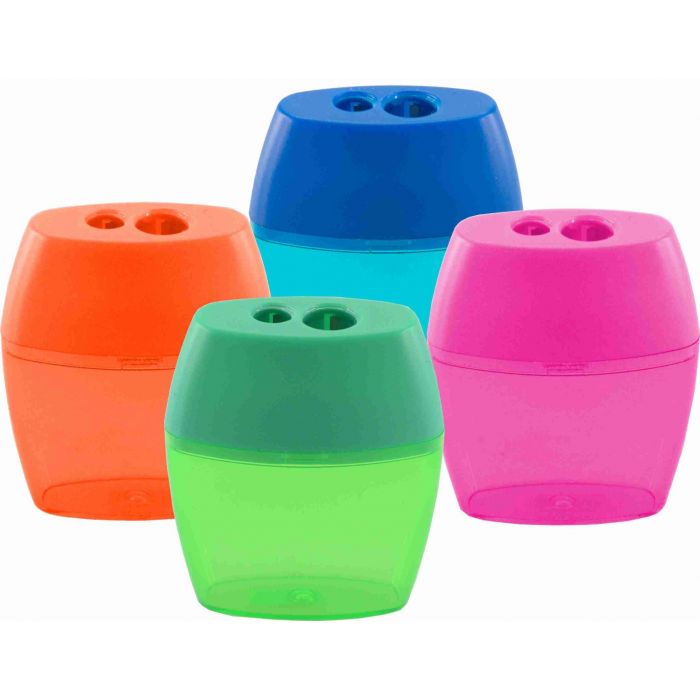Osmer 2 Hole Plastic Sharpener with Oval Shaped Drum - Assorted Colour ...